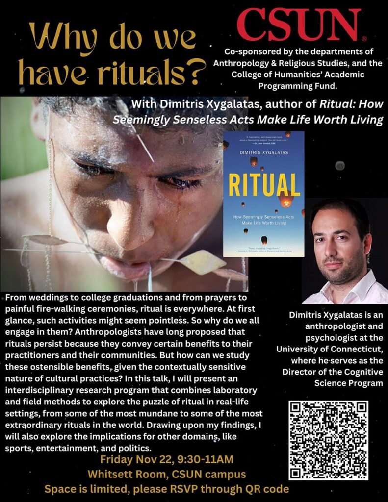 Why do we have rituals? Guest Speaker, Dimitris Xygalatas – CSUN News ...