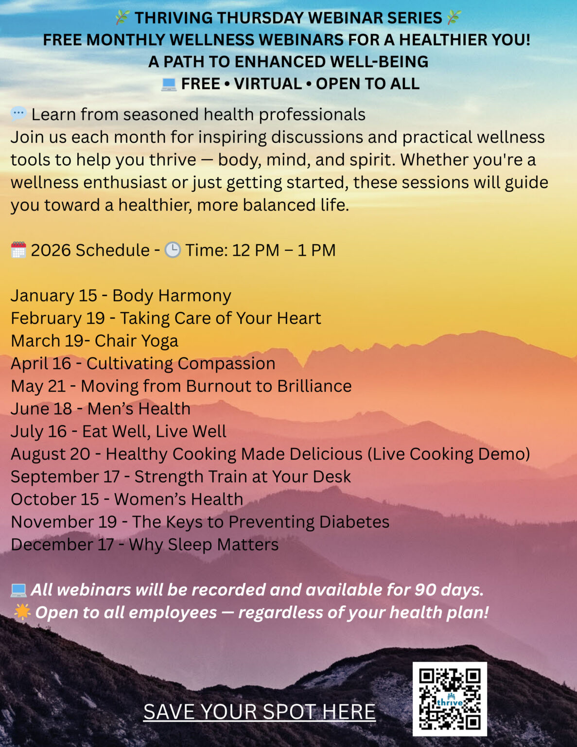2026 Kaiser Permanente Thrive Thursday Webinar Series | Women’s Health ...