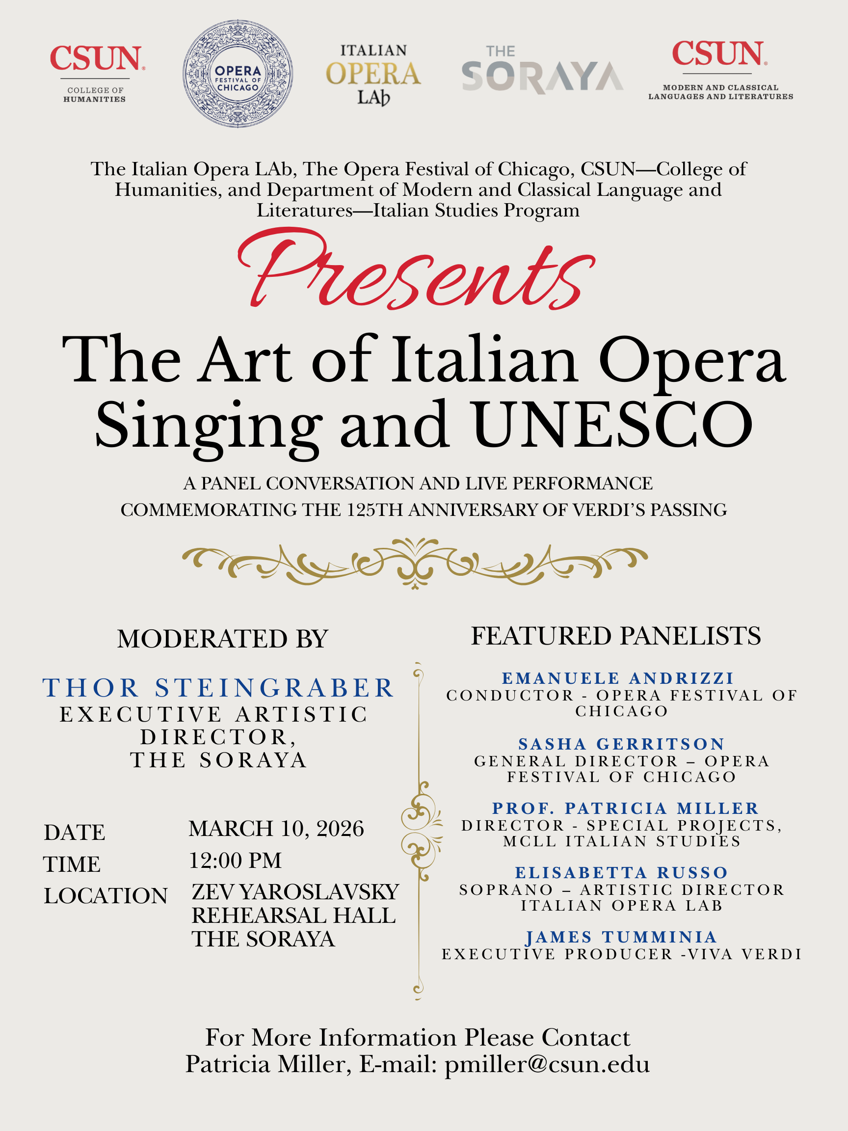 The Art of Italian Opera Singing and UNESCO – CSUN News & Events